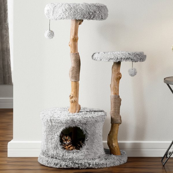 MAU Alba 43-in Modern Wooden Cat Tree & Condo, Gray - Chewy.com