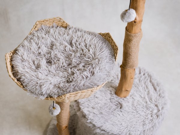 MAU Cento 46-in Modern Wooden Cat Tree & Condo, Gray - Chewy.com