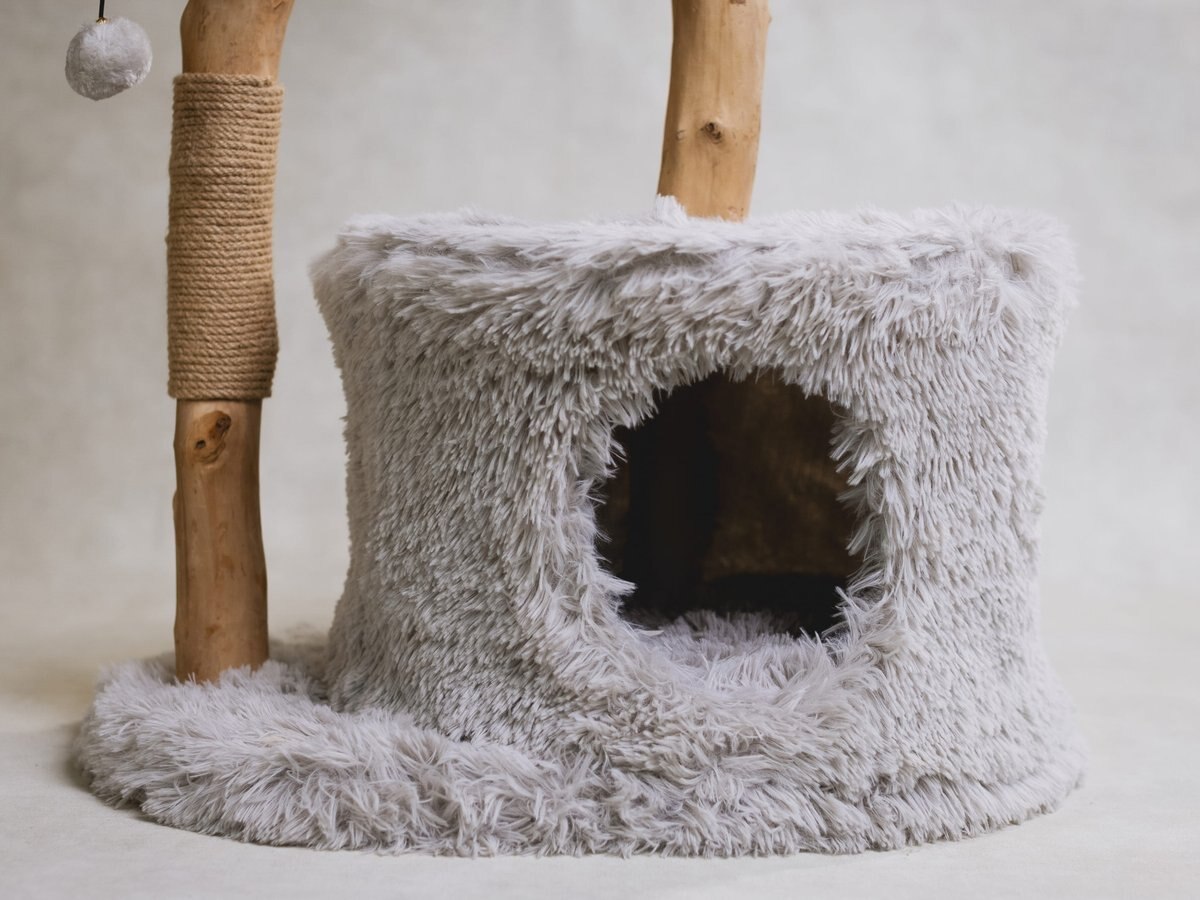MAU Cento 46-in Modern Wooden Cat Tree & Condo, Gray - Chewy.com