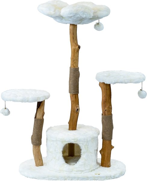 MAU Leone 50-in Modern Wooden Cat Tree & Condo, White - Chewy.com