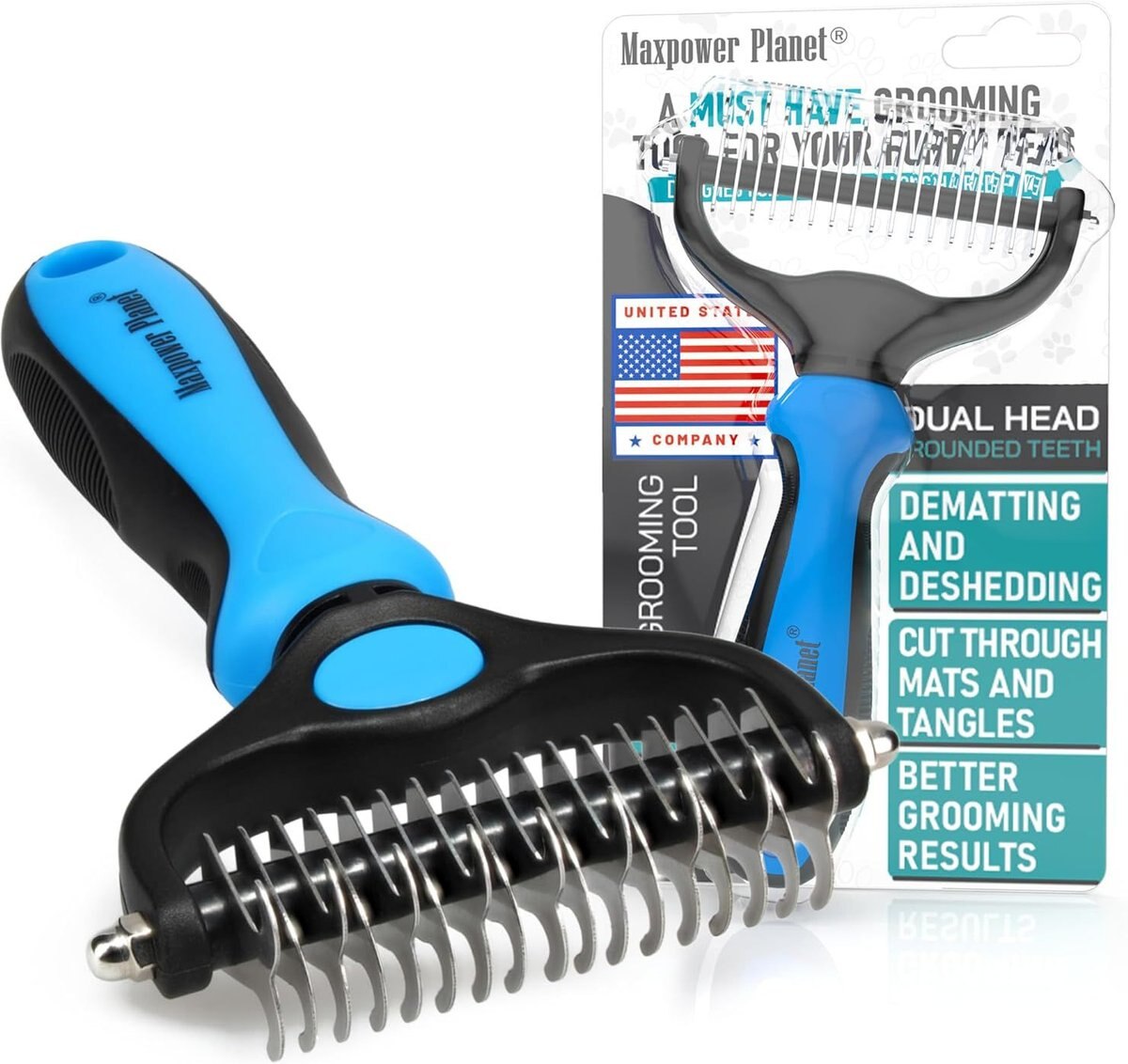 MAX POWER PLANET Dual Sided Undercoat Rake Dog & Cat Deshedding Tool ...