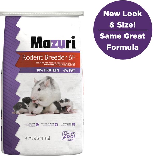 MAZURI 18% Rodent Breeder 6F Cubes Rat & Mouse Food, 40-lb bag - Chewy.com