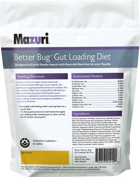 MAZURI Better Bug Gut Loading Feeder Insect Supplement, 8-oz bag ...