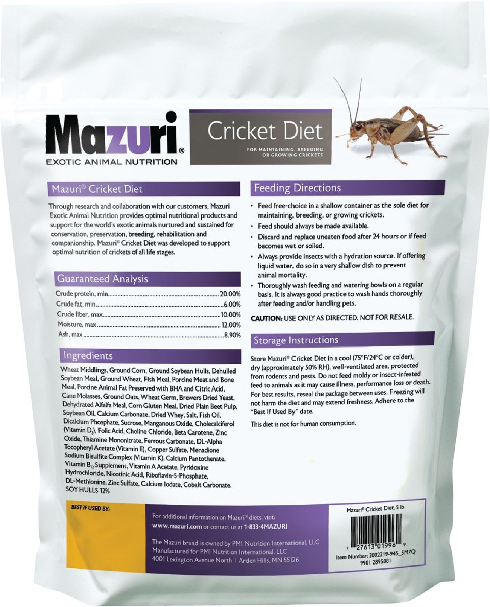 MAZURI Cricket Maintenance & Breeder Food, 5-lb bag - Chewy.com