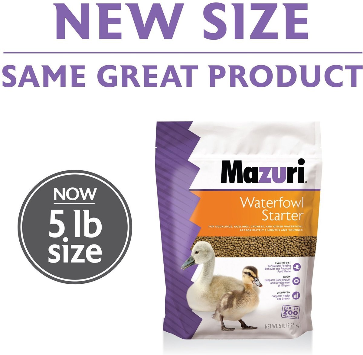 MAZURI Waterfowl Starter Floating Duckling & Gosling Food, 5-lb bag ...