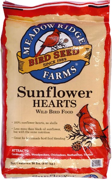 MEADOW RIDGE FARMS Sunflower Hearts Seeds Wild Bird Food, 20-lb bag ...
