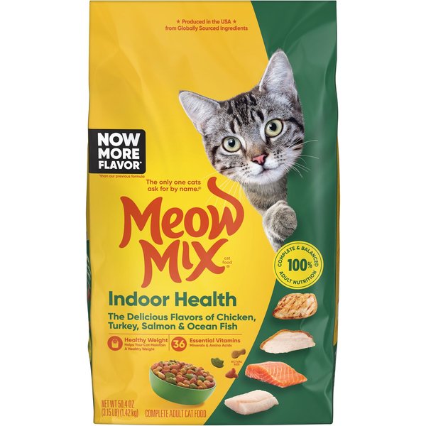 MEOW MIX Indoor Health Dry Cat Food, 3.15-lb bag - Chewy.com