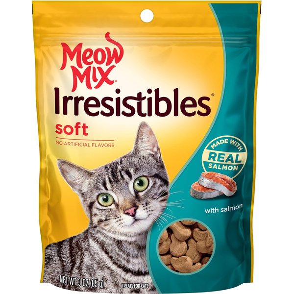 MEOW MIX Irresistibles Soft Salmon Cat Treats, 3-oz bag - Chewy.com