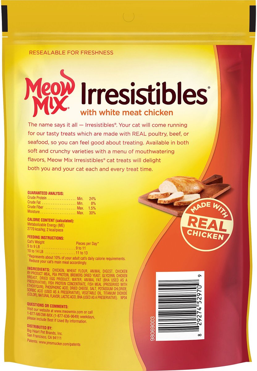 MEOW MIX Irresistibles White Meat Chicken Soft & Chewy Cat Treats, 12 ...