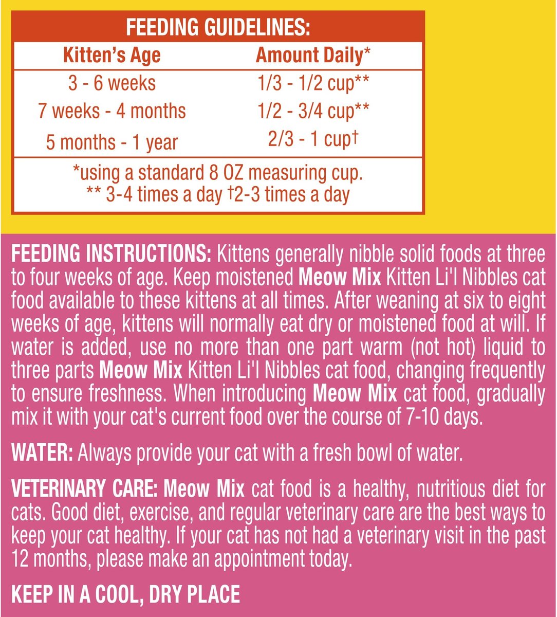 MEOW MIX Kitten Li'l Nibbles Dry Cat Food, 12.6-lb bundle - Chewy.com