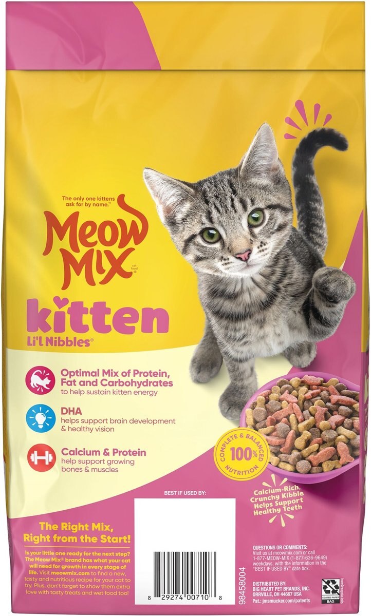 MEOW MIX Kitten Li'l Nibbles Dry Cat Food, 12.6-lb bundle - Chewy.com