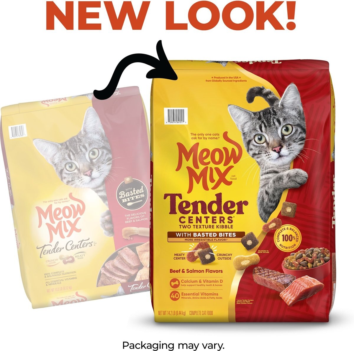 MEOW MIX Tender Centers Basted Bites Beef & Salmon Flavors Dry Cat Food ...