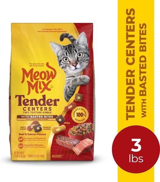 MEOW MIX Tender Centers Basted Bites Beef & Salmon Flavors Dry Cat Food ...
