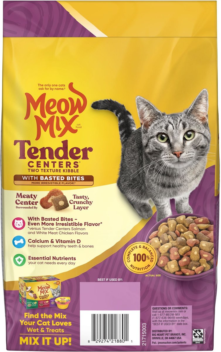MEOW MIX Tender Centers Basted Bites Chicken & Tuna Flavor Dry Cat Food ...