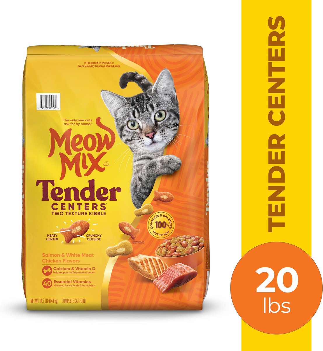 MEOW MIX Tender Centers Salmon & White Meat Chicken Dry Cat Food, 20-lb ...