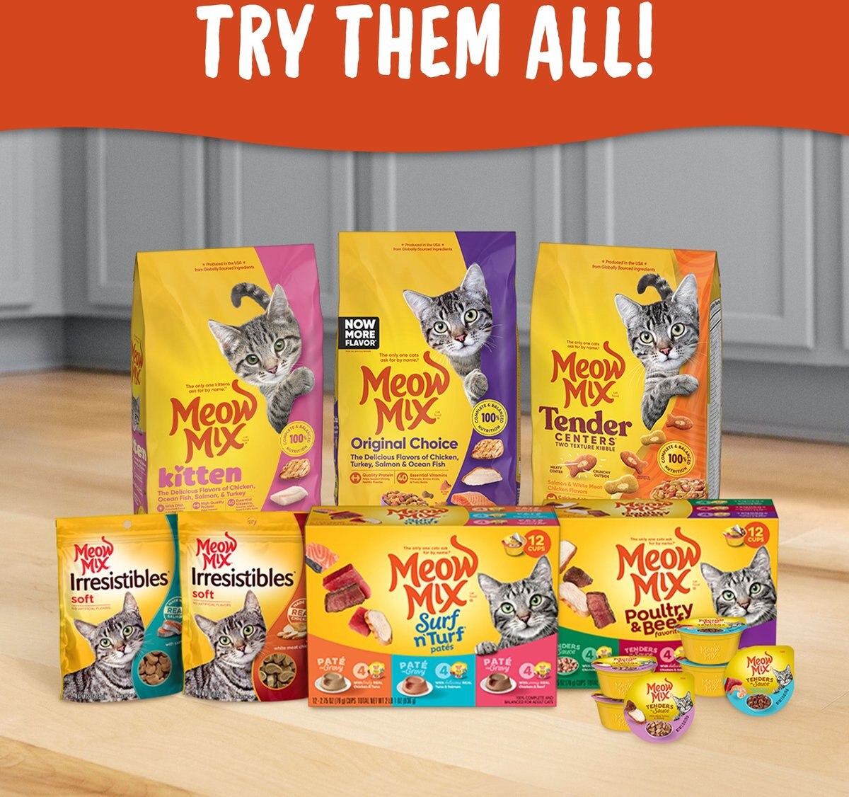 MEOW MIX Tender Favorites Surf 'N Turf Variety Pack Cat Food Trays, 2. ...