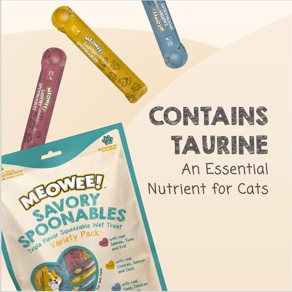 MEOWEE! Savory Spoonables Triple Flavor Variety Pack Lickable Cat Treat ...
