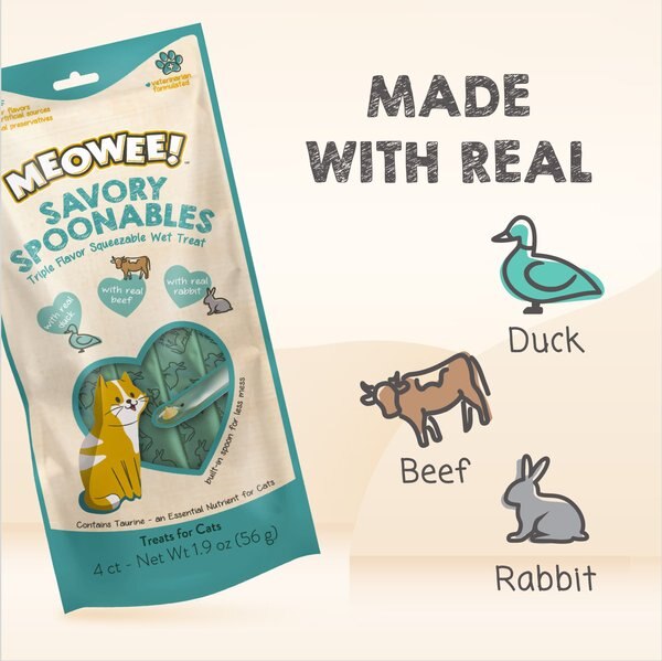 MEOWEE! Savory Spoonables with Real Duck, Beef & Rabbit Lickable Cat ...