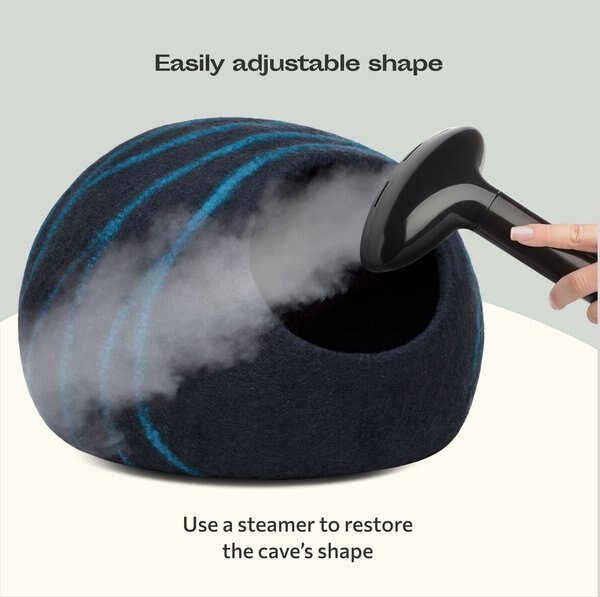 MEOWFIA Premium Felt Cat Cave Bed, Black & Aqua - Chewy.com