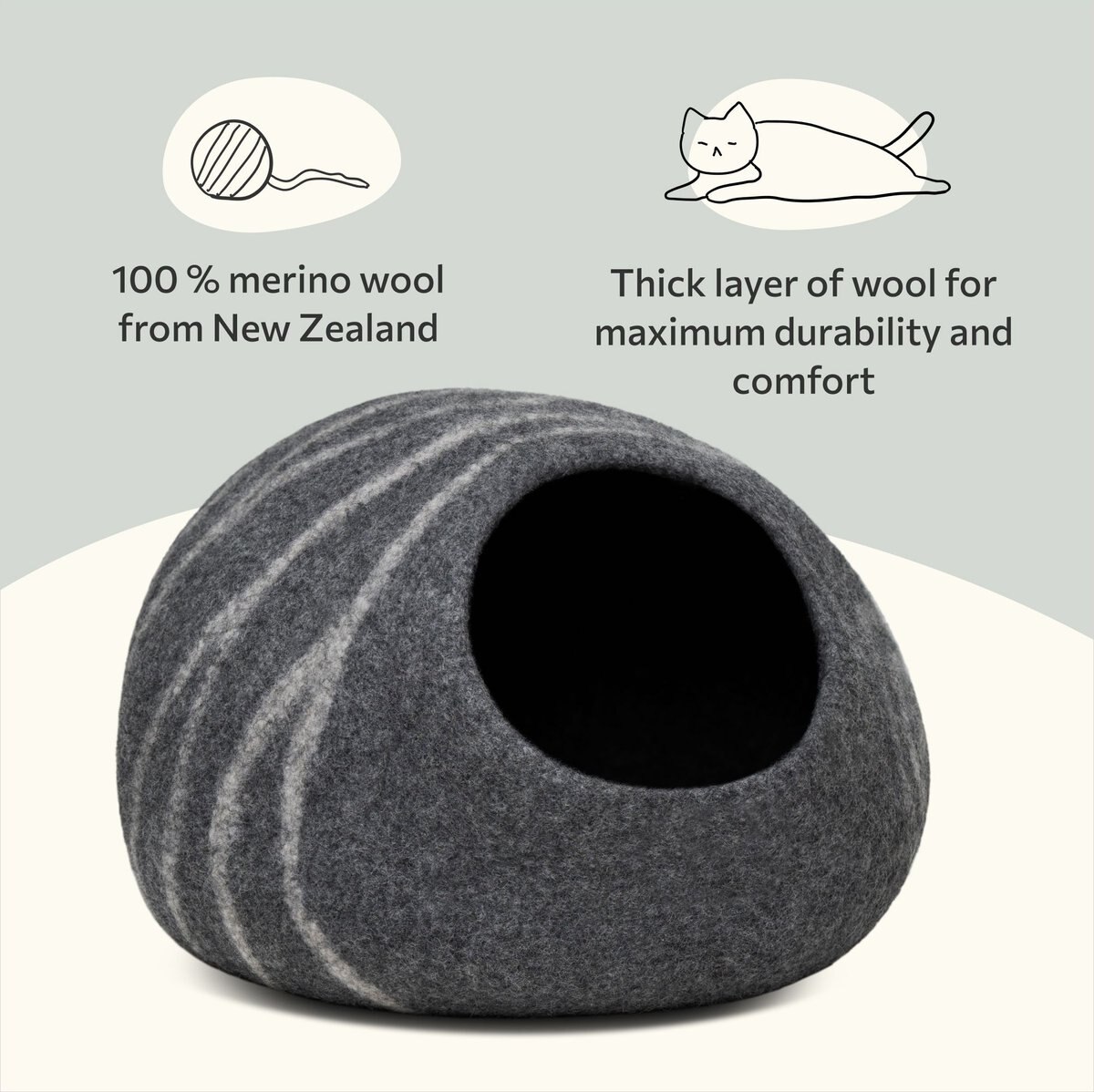 MEOWFIA Premium Felt Cat Cave Bed, Dark Gray - Chewy.com