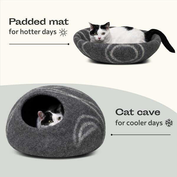 MEOWFIA Premium Felt Cat Cave Bed, Dark Gray - Chewy.com