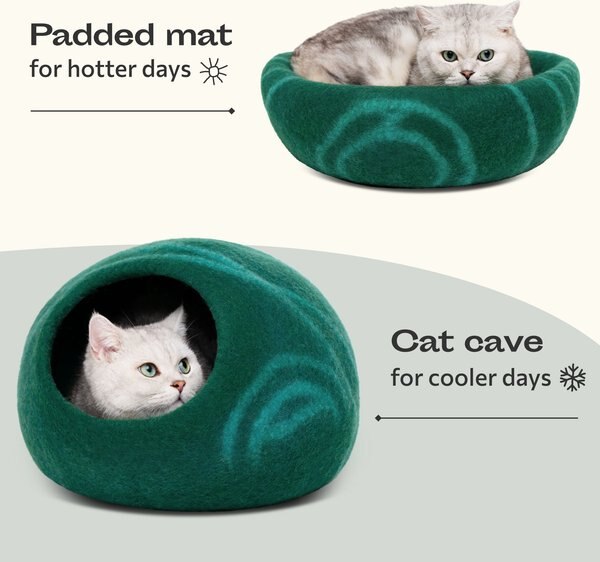 MEOWFIA Premium Felt Cat Cave Bed, Emerald, Large - Chewy.com