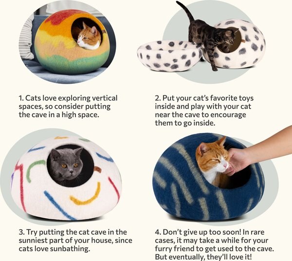 MEOWFIA Premium Felt Cat Cave Bed, Shining Tiger, Large - Chewy.com