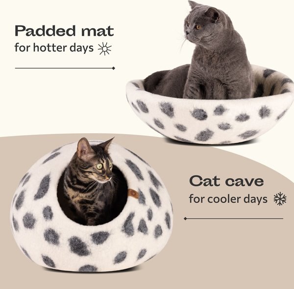 MEOWFIA Premium Felt Cat Cave Bed, Snow Leopard, Large - Chewy.com