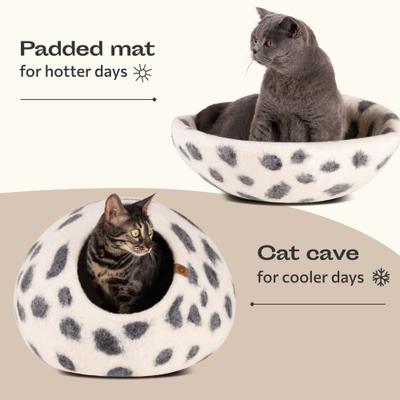 MEOWFIA Premium Felt Cat Cave Bed, Snow Leopard, Large - Chewy.com
