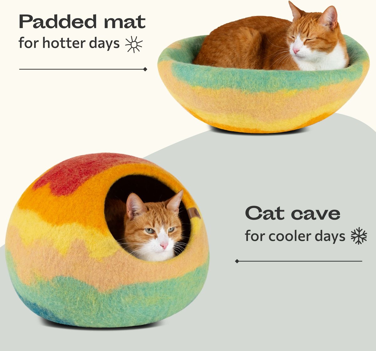 MEOWFIA Premium Felt Cat Cave Bed, Tucson Sunset, Medium - Chewy.com