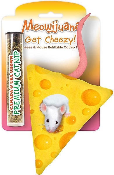 MEOWIJUANA Get Cheesy Mouse & Cheese Refillable Plush Cat Toy with ...