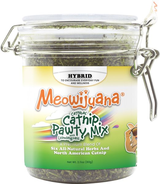 MEOWIJUANA Jar of Catnibas Catnip Pawty Mix with Lemongrass Cat Catnip, 60-g bag - Chewy.com