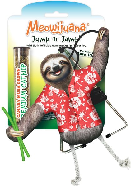 MEOWIJUANA Jump 'n' Jamb Get Wild Sloth Refillable Swinging Door Jamb ...