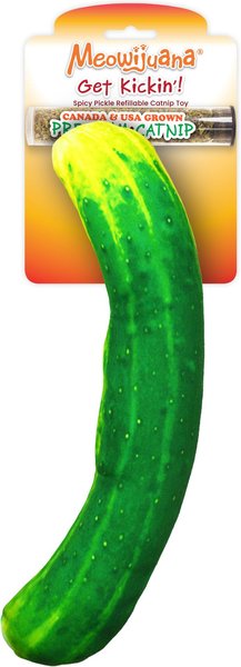 MEOWIJUANA Refillable Get Kickin' Spicy Pickle Kicker Cat Plush Toy ...