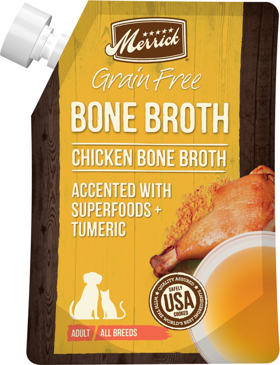 MERRICK Chicken Bone Broth Grain-Free Wet Dog Food Topper, 16-oz pouch ...