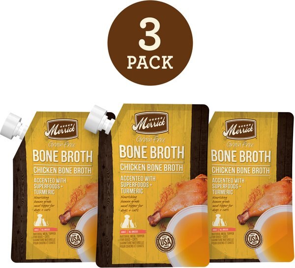 MERRICK Chicken Bone Broth Grain-Free Wet Dog Food Topper, 16-oz pouch ...