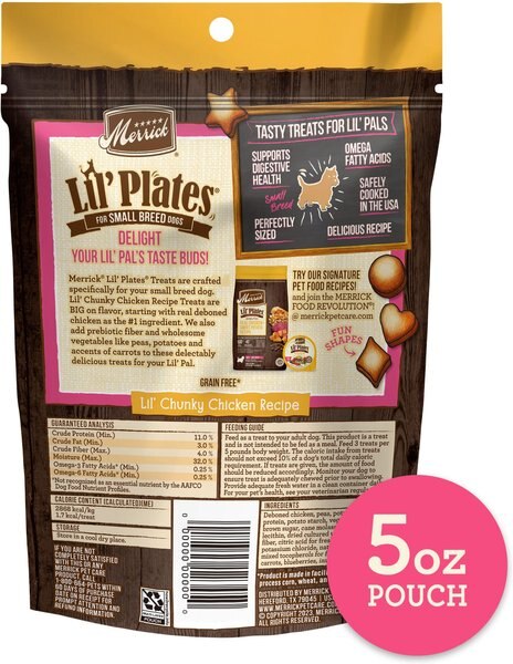 MERRICK Lil' Plates Lil' Chunky Chicken Recipe Grain-Free Dog Treats, 6 ...