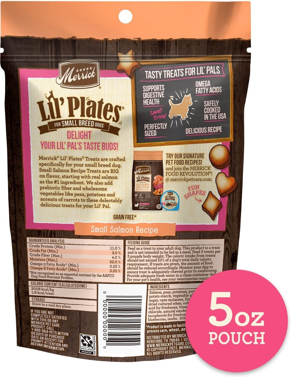 MERRICK Lil' Plates Small Salmon Recipe Grain-Free Dog Treats, 5-oz bag ...
