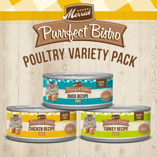MERRICK Purrfect Bistro Poultry Recipes Variety Pack Grain-Free Wet Cat ...