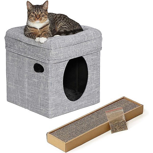 MIDWEST Curious Cube Cat Condo, Silver - Chewy.com