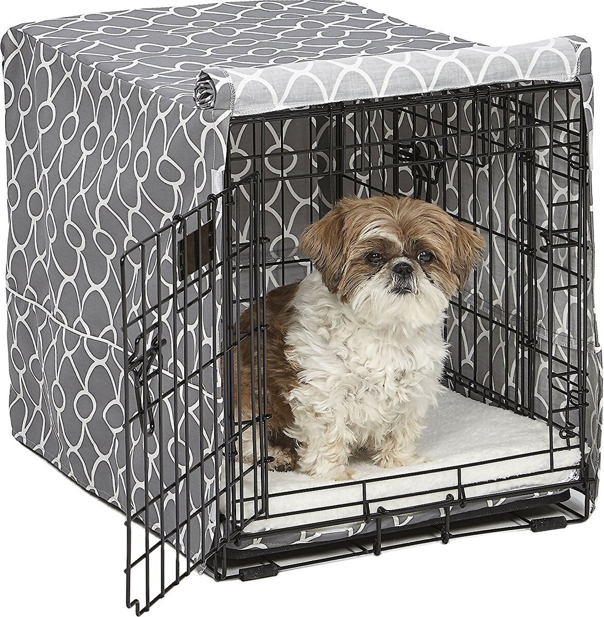 MIDWEST Quiet Time Crate Cover, Gray Geometric, 24-in - Chewy.com