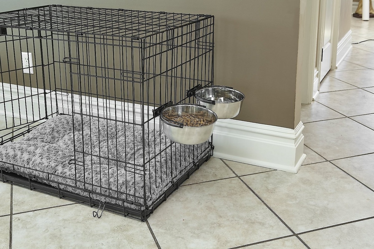 MIDWEST Stainless Steel Snap'y Fit Dog Kennel Bowl, 4 cup, bundle of 2 ...