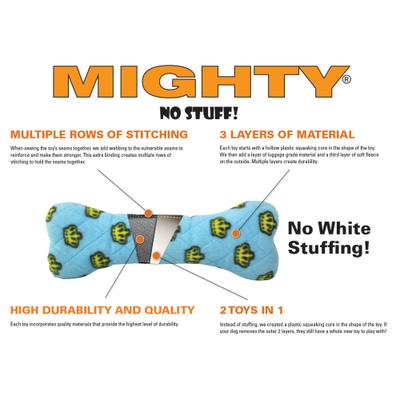 MIGHTY Bone Squeaky Plush Dog Toy, Blue, Small - Chewy.com