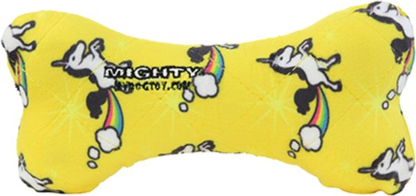 MIGHTY Bone Squeaky Plush Dog Toy, Yellow - Chewy.com