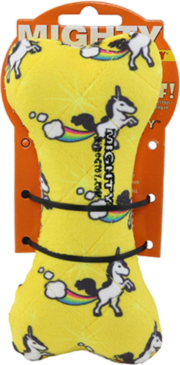 MIGHTY Bone Squeaky Plush Dog Toy, Yellow - Chewy.com