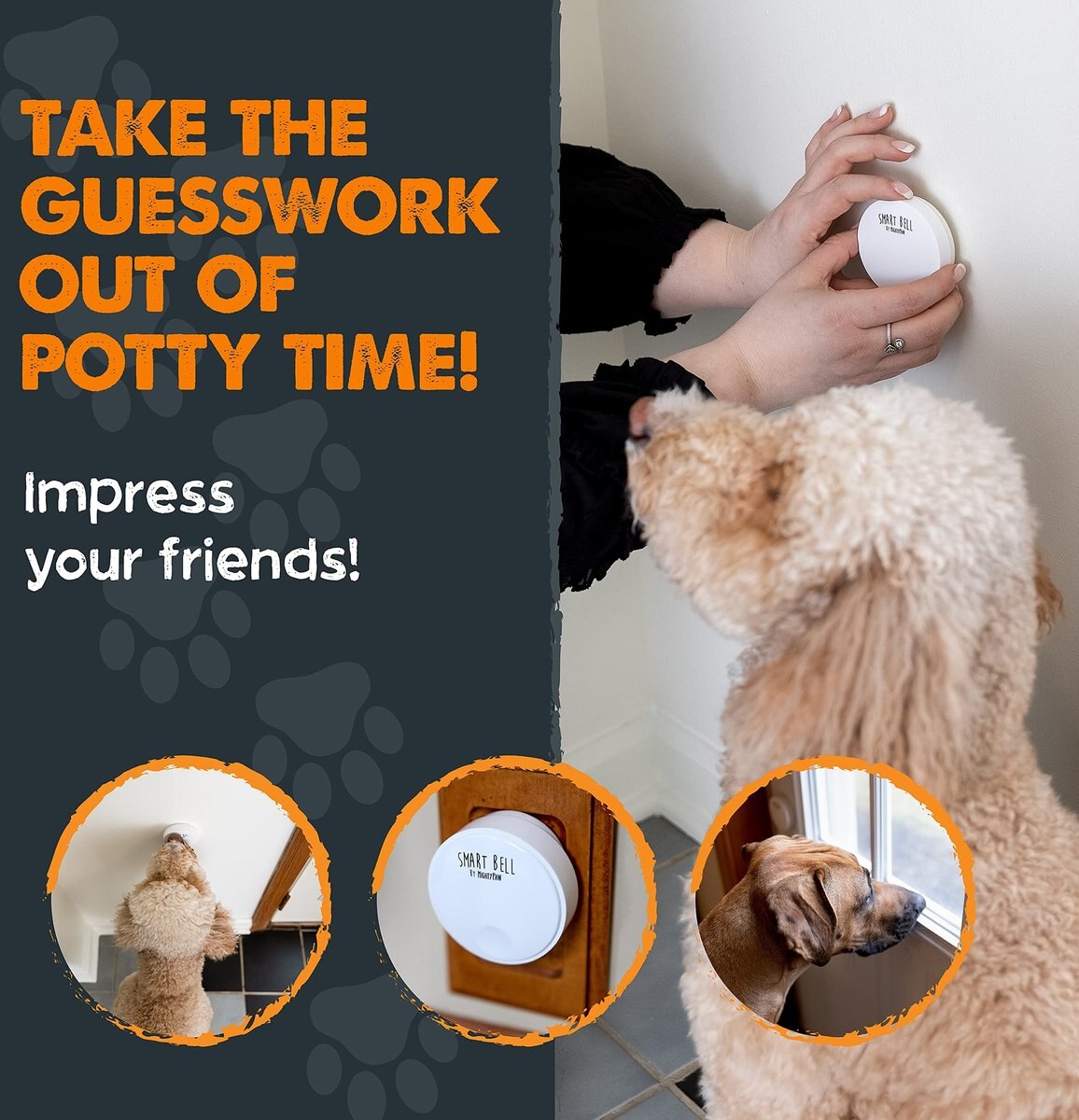 MIGHTY PAW Smart Bell 2.0 Potty Training Dog Doorbell, White, 1 count ...
