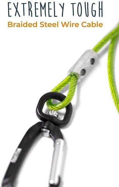 MIGHTY PAW Stainless Steel Chew Proof Cable Leash, 6-ft long, Green ...
