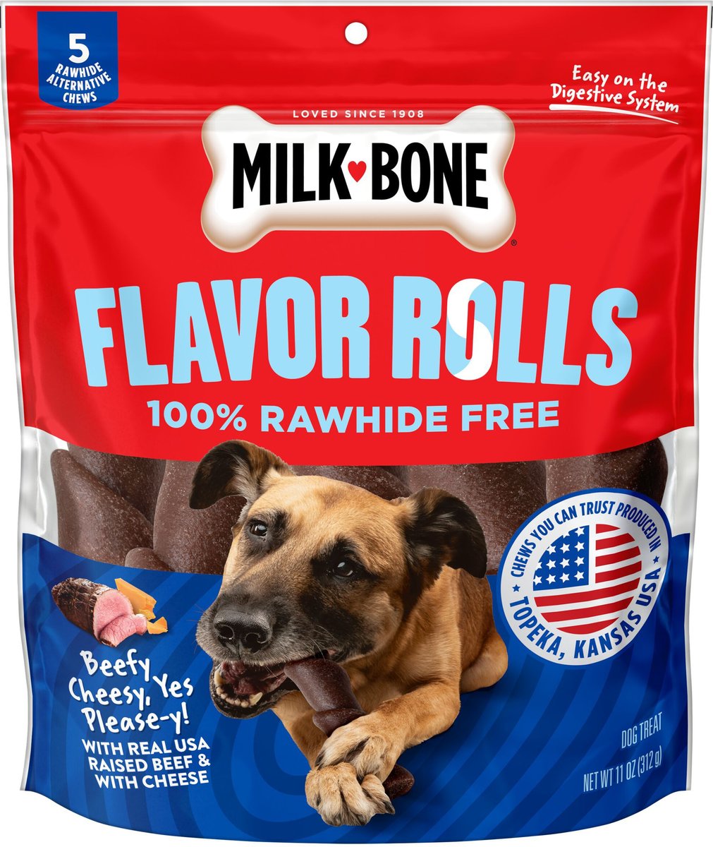 MILK-BONE Flavor Rolls Beefy Cheesy, Yes Please-y! Rawhide Free with ...