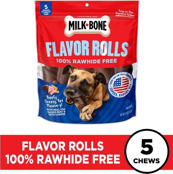 MILK-BONE Flavor Rolls Beefy Cheesy, Yes Please-y! Rawhide Free with ...