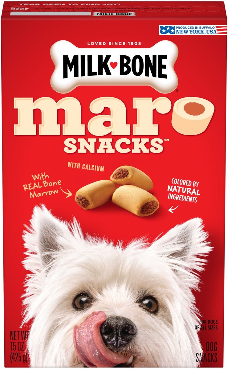 MILK-BONE MaroSnacks Real Bone Marrow Dog Treats, 15-oz bag, case of 6 ...